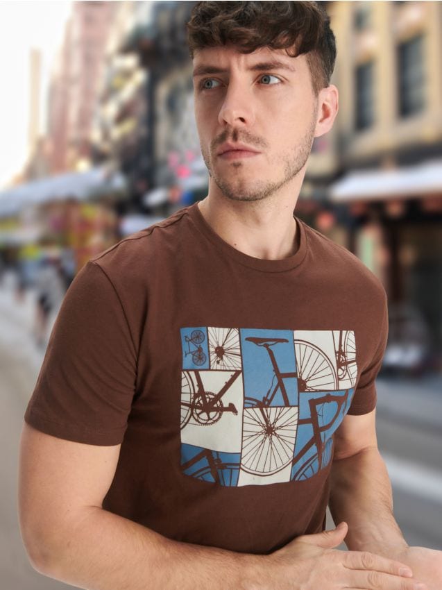 Koszulka z nadrukiem Kolor brązowy - SINSAY - 0232T-84X