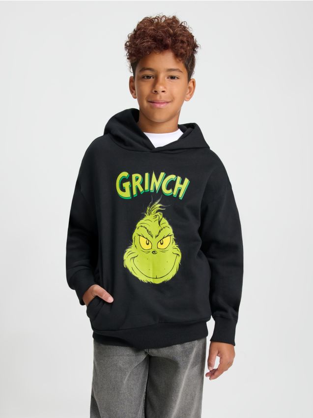 Bawełniana bluza z nadrukiem Grinch Kolor czarny - SINSAY - 027GA-99X
