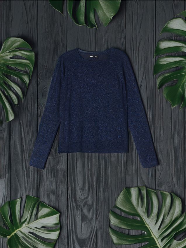 Pulover cu fir metalic Culoare bleumarin - SINSAY - 028AU-59X