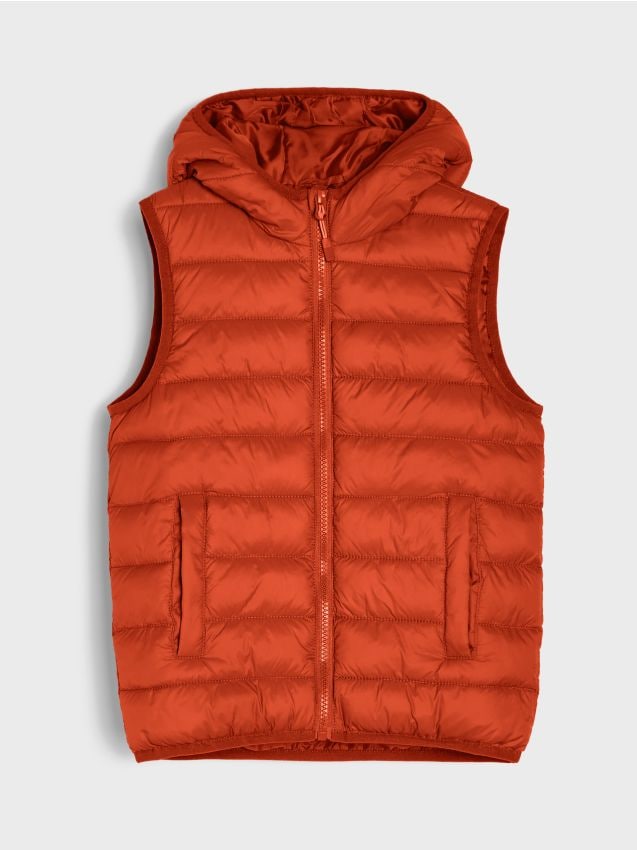 Prošívaná vesta s kapucí Barva oranžová - SINSAY - 120GX-22X