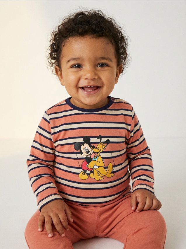 Sinsay - Pamučna majica na pruge Mickey Mouse bakreno SS 2026 126FX-28X