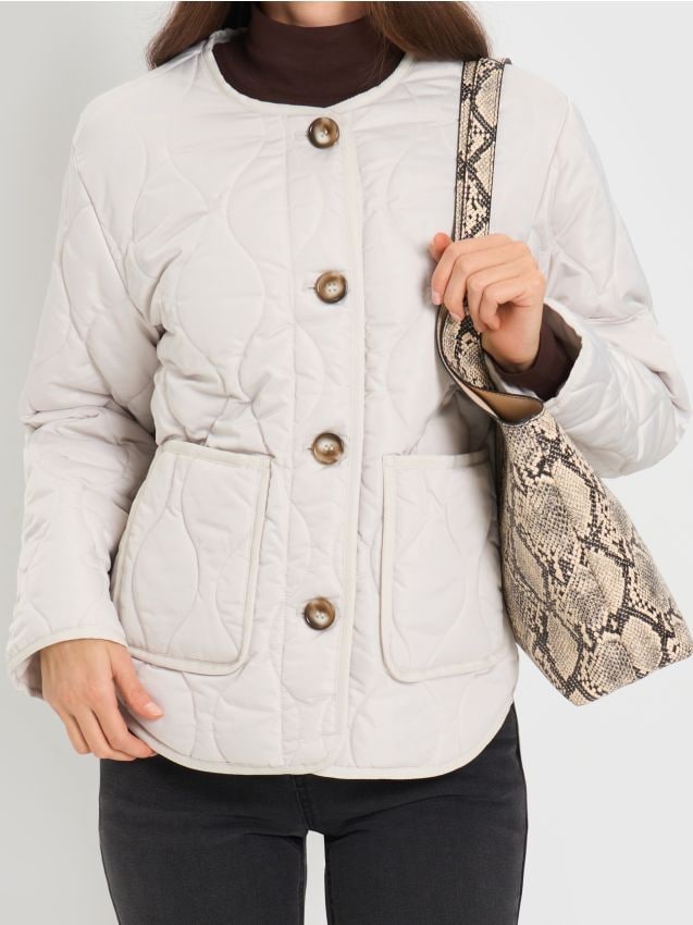 Stepēta jaka ar pogu aizdari Krāsa krēmkrāsa - SINSAY - 361HC-01X