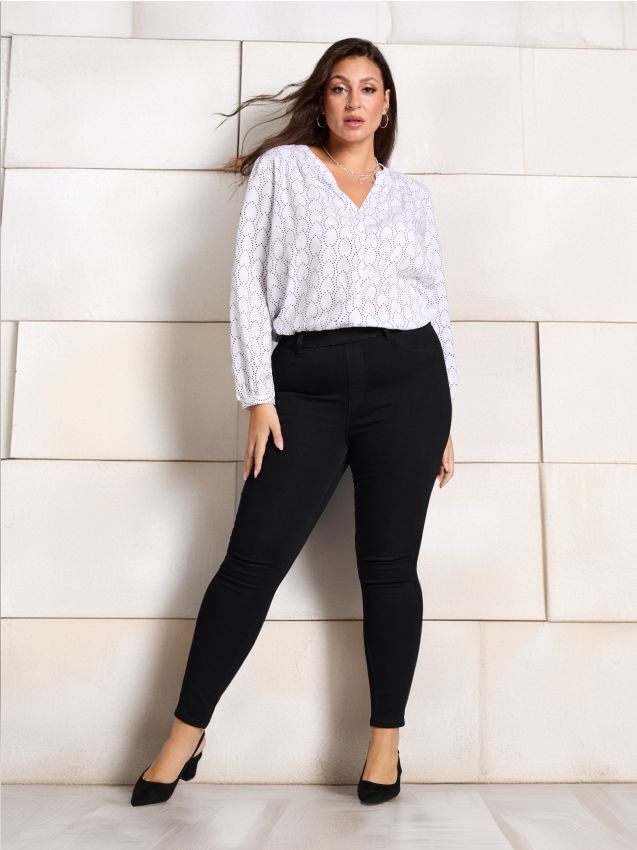 Colanți din denim PLUS SIZE Culoare negru - SINSAY - 437BB-99J