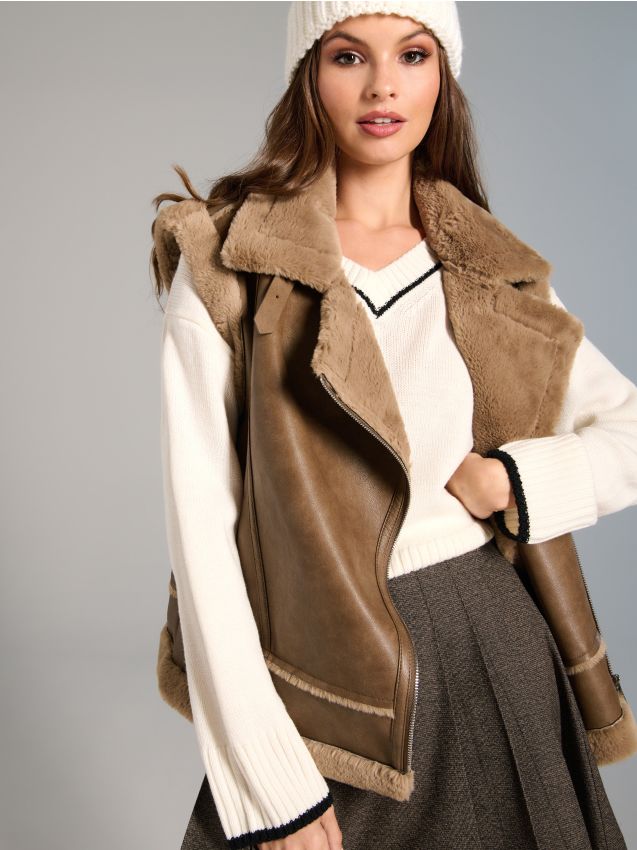 Vestă Culoare cafeniu - SINSAY - 548BA-84X