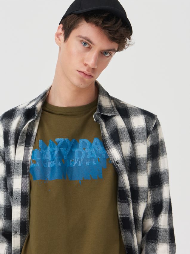 Koszulka z nadrukiem Kolor zielony - SINSAY - 5765C-97X