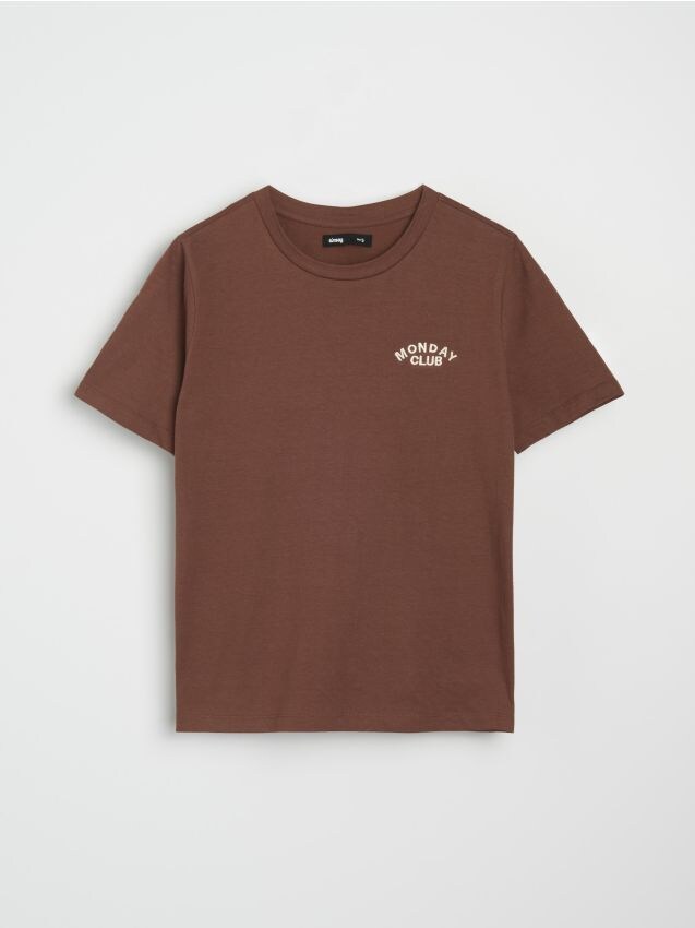 Tricou cu inscripție Culoare cafeniu - SINSAY - 619FG-84X