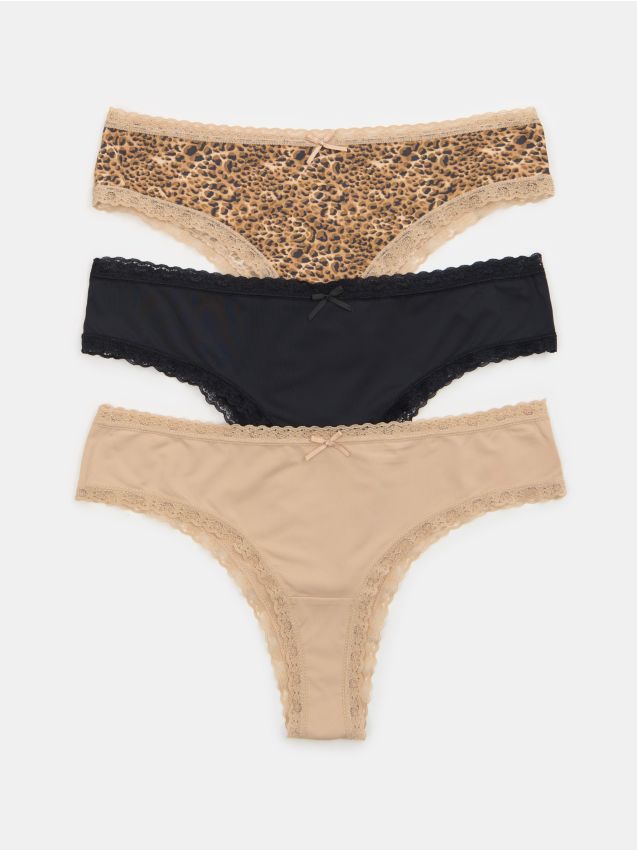 Tanga stringy 3 ks Barva vícebarevná - SINSAY - 627AP-MLC