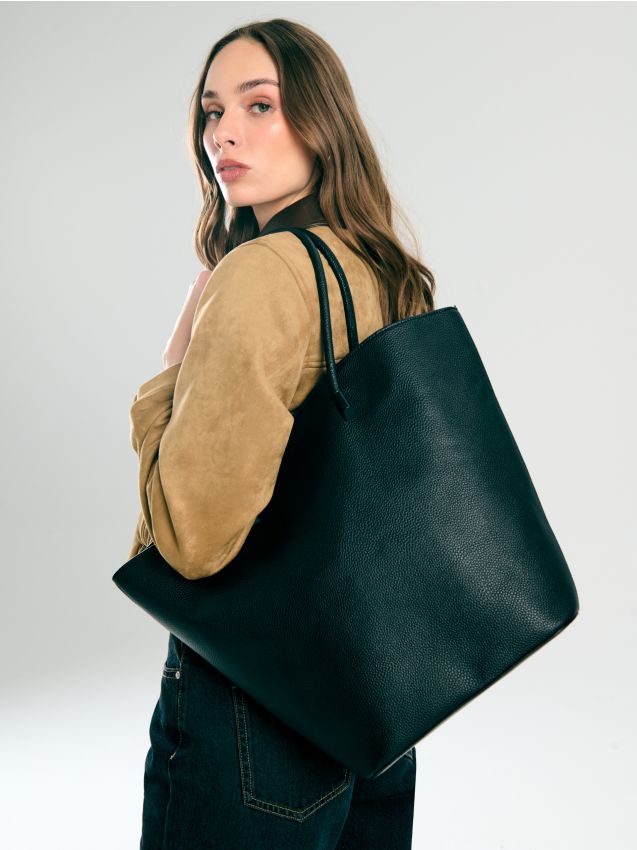 Pletena torba za nošenje na ramenu Boja crno - SINSAY - 656EK-99X