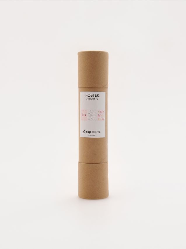 Plakaty 3 pack Kolor różowy - SINSAY - 6778E-03X