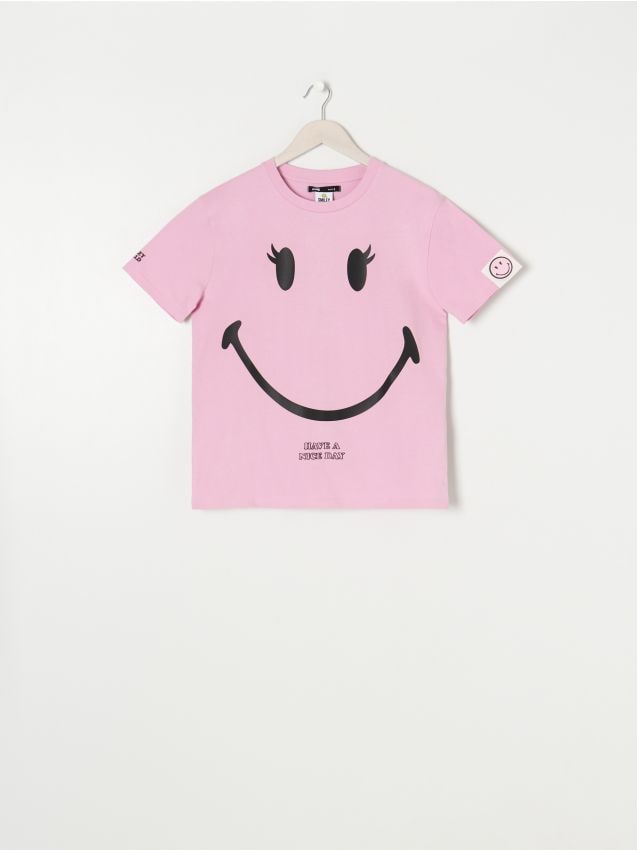 Tricou oversized SmileyWorld® Culoare roz-pastel - SINSAY - 7054K-03X