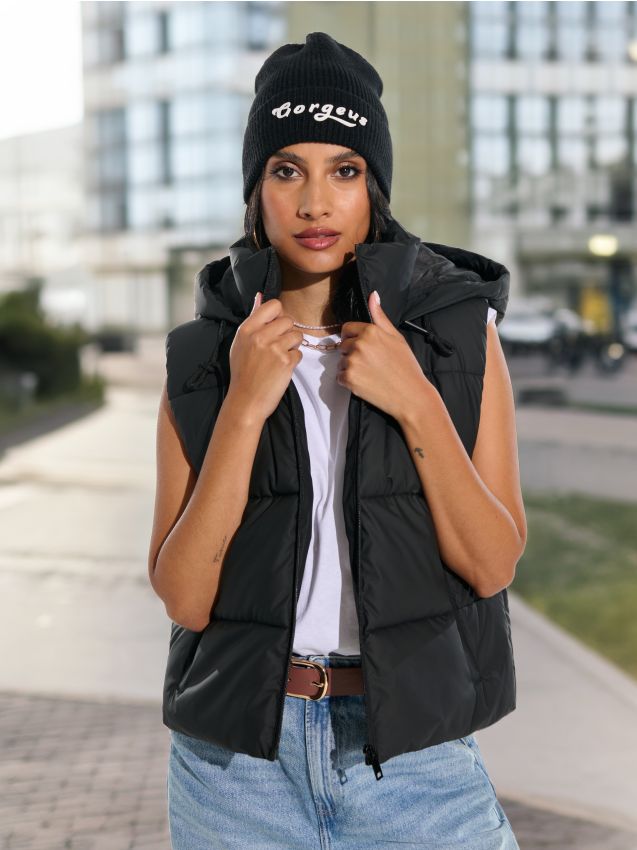 Jakna bez rukava s kapuljačom Boja crno - SINSAY - 718AS-99X