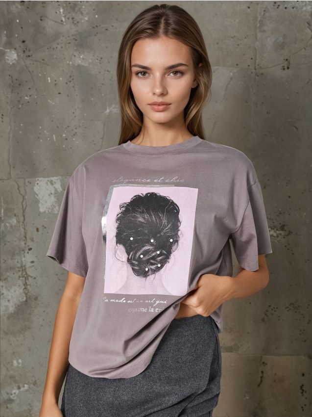 T-shirt Colore grigio medio - SINSAY - 792BB-85X