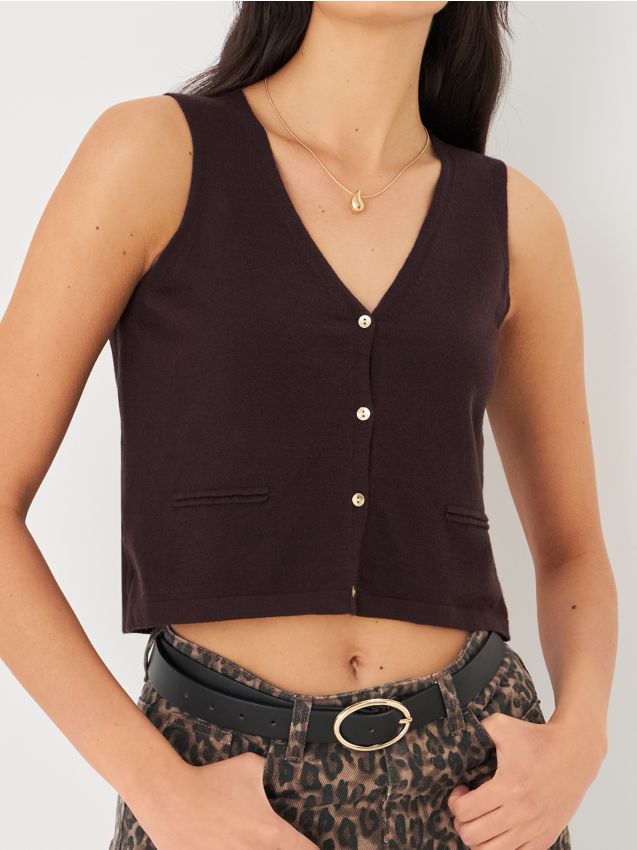 Vestă tricotată Culoare cafeniu - SINSAY - 792CZ-84X