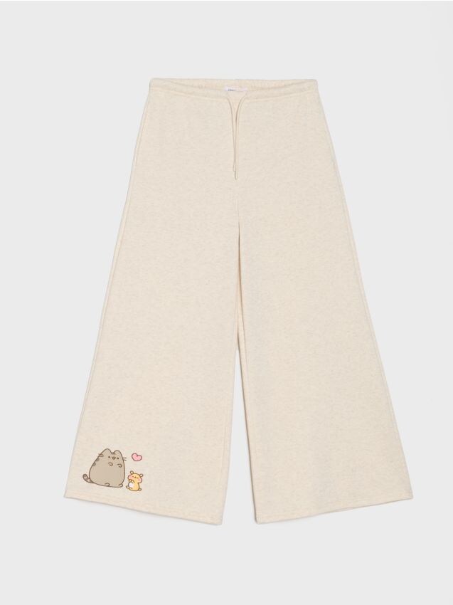 Spodnie wide leg Pusheen the Cat Kolor beżowy - SINSAY - 813HB-08M
