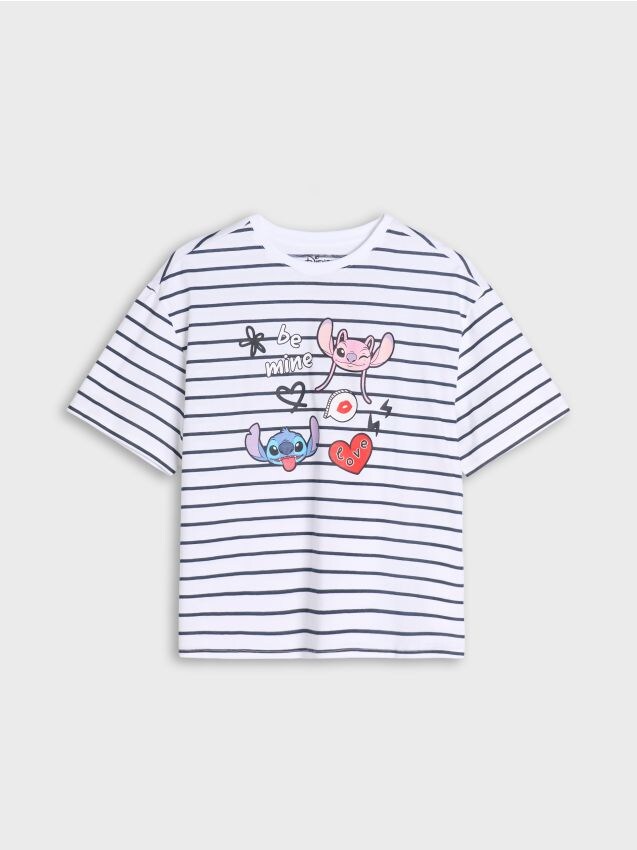 Tricou Stitch cu mânecă lungă Culoare alb - SINSAY - 929CI-00X