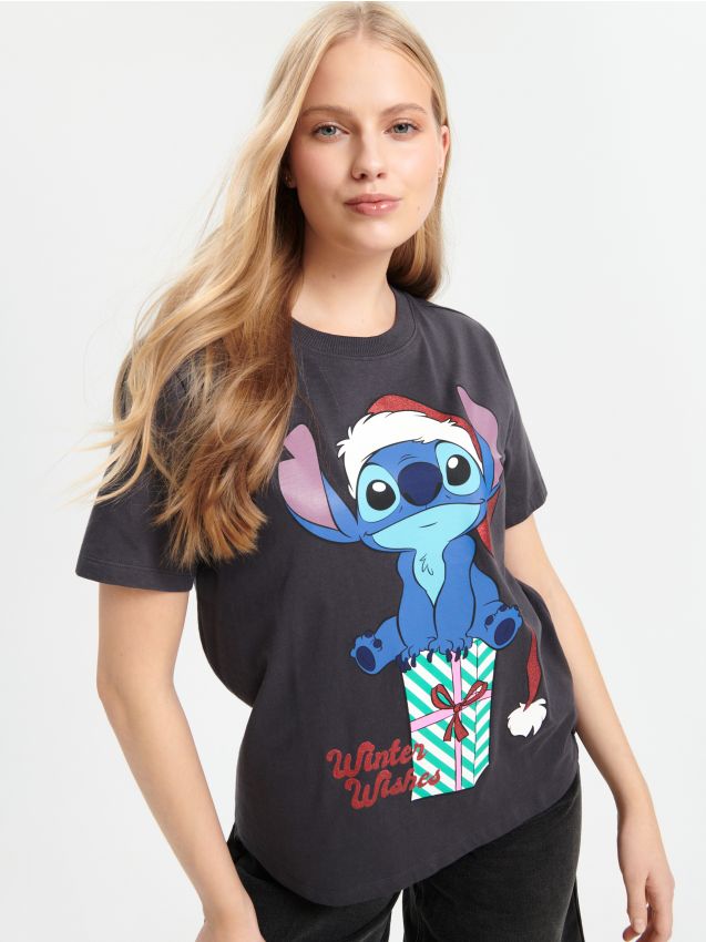 Tricou Lilo & Stitch Culoare gri-închis - SINSAY - 9679A-90X