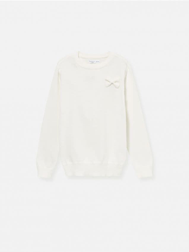 Sweter z kokardką Kolor kremowy - SINSAY - XM757-01X
