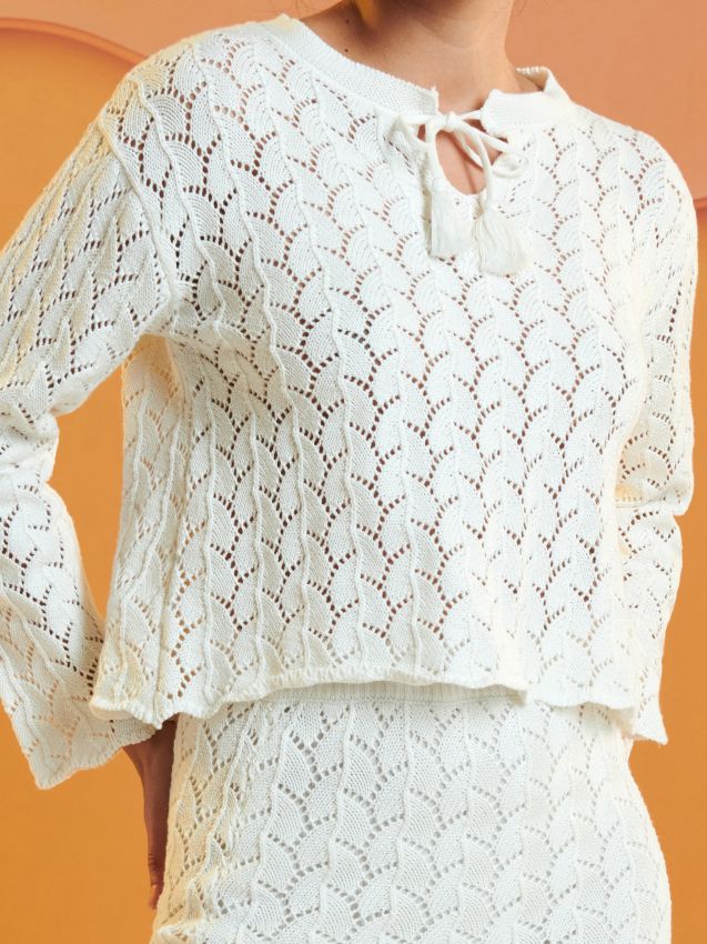 Maglione traforato Colore panna - SINSAY - YB768-01X