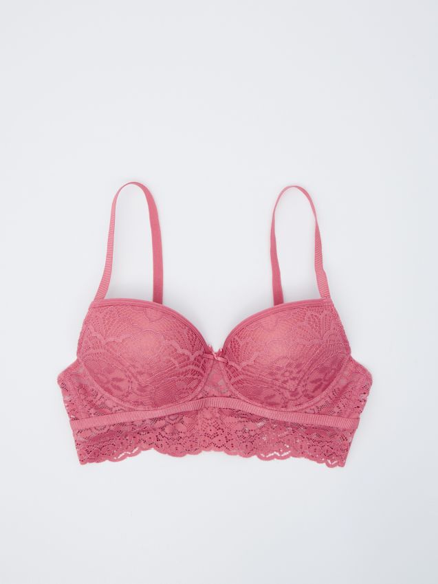 Push-up grudnjak s čipkom Boja prljavoroza - SINSAY - YH049-39X