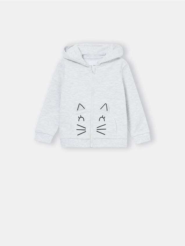 Bluza niemowlęca z kotkiem Kolor szary - SINSAY - ZE336-09M