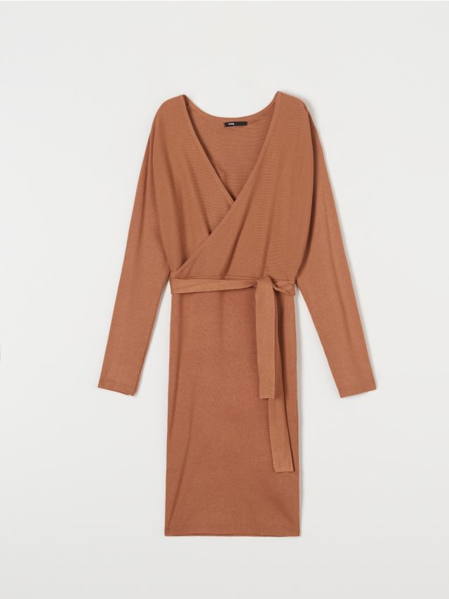 Minikleid mit Bindedetail Farbe Goldbraun - SINSAY - ZV013-82X